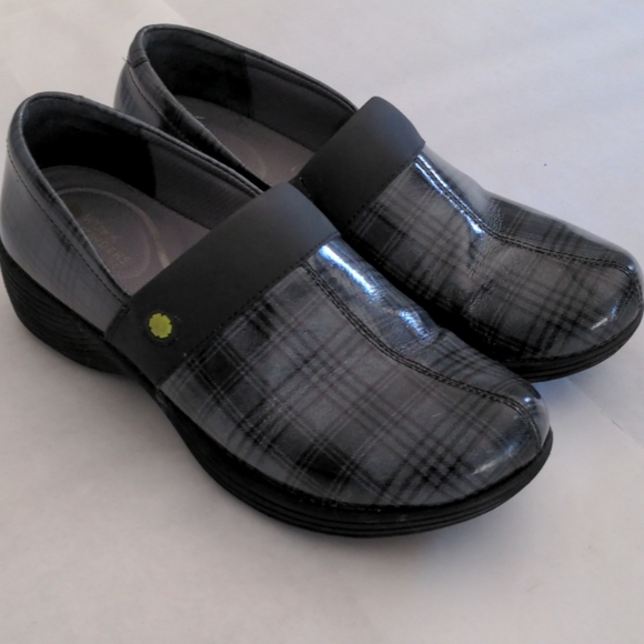 Dansko | Shoes | Dansko Shiny Grey And Black Plaid Clog | Poshmark